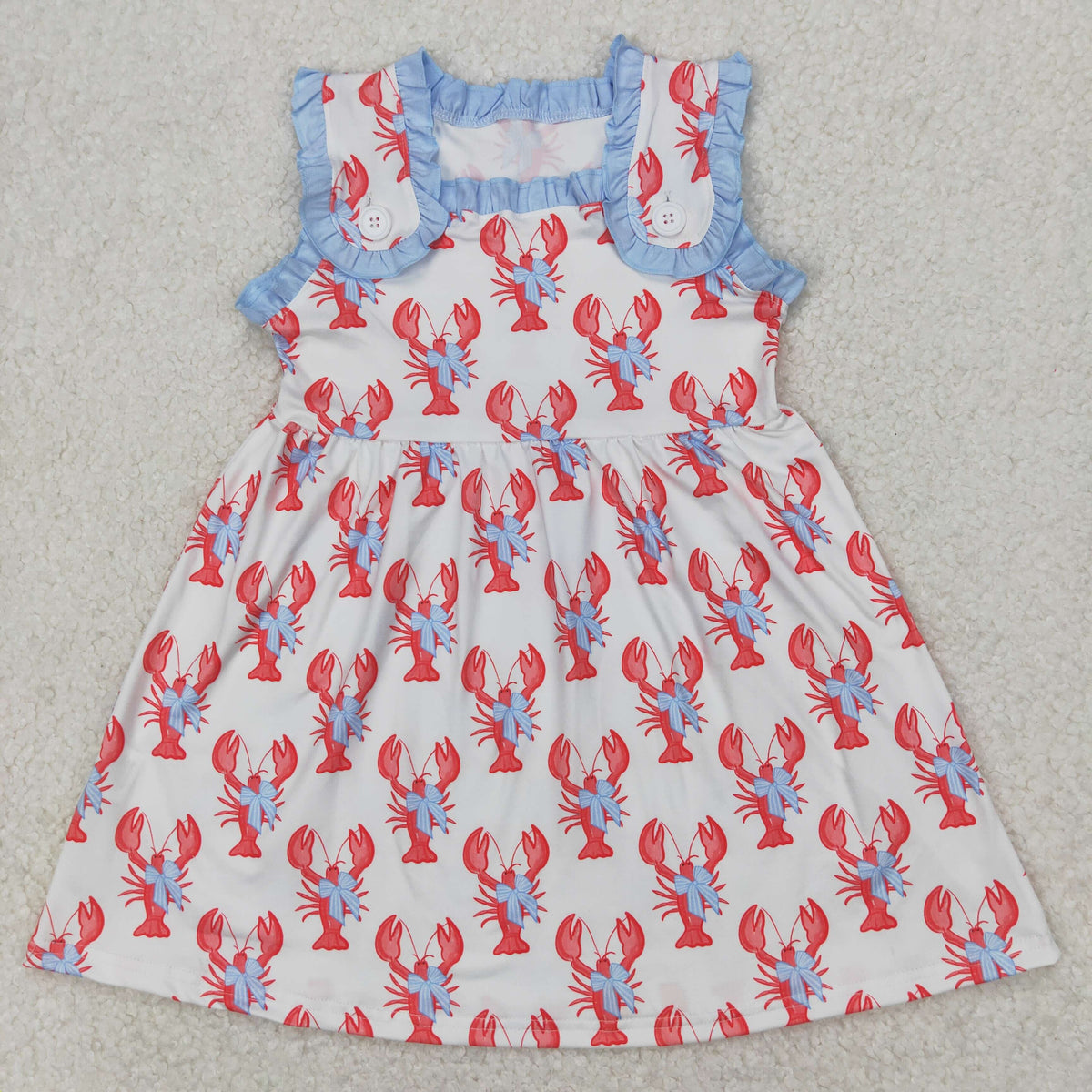 GSD1955 Summer Crawfish Bows Blue Girl's Dress – Amy yu garments wholesale