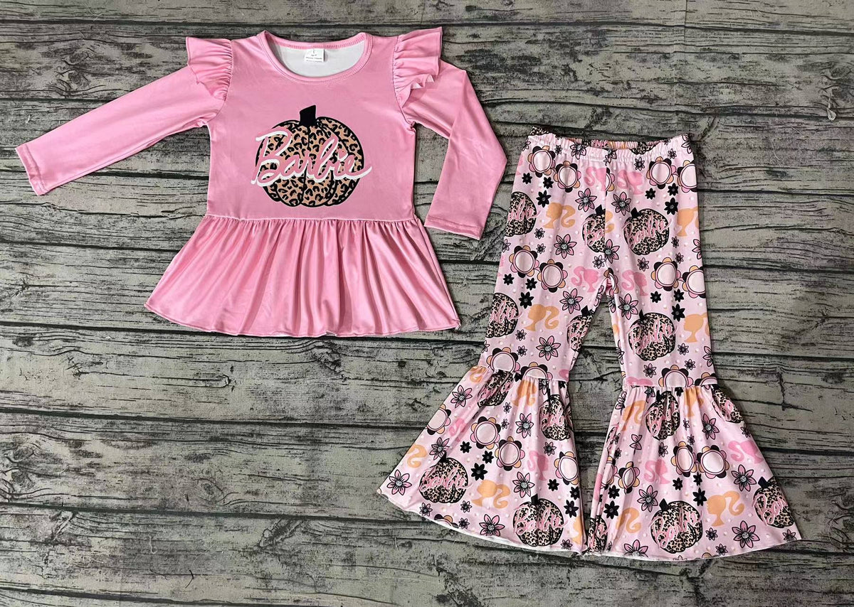 GLP0503 Babe Pumpkin Pink Leopard Girl's set – Amy yu garments wholesale