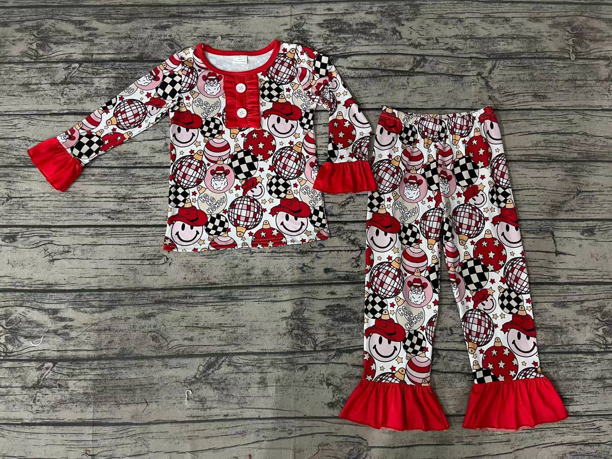GLP0459 Howdy Holidays Smiley face Red Star Girl's Pajamas – Amy yu ...
