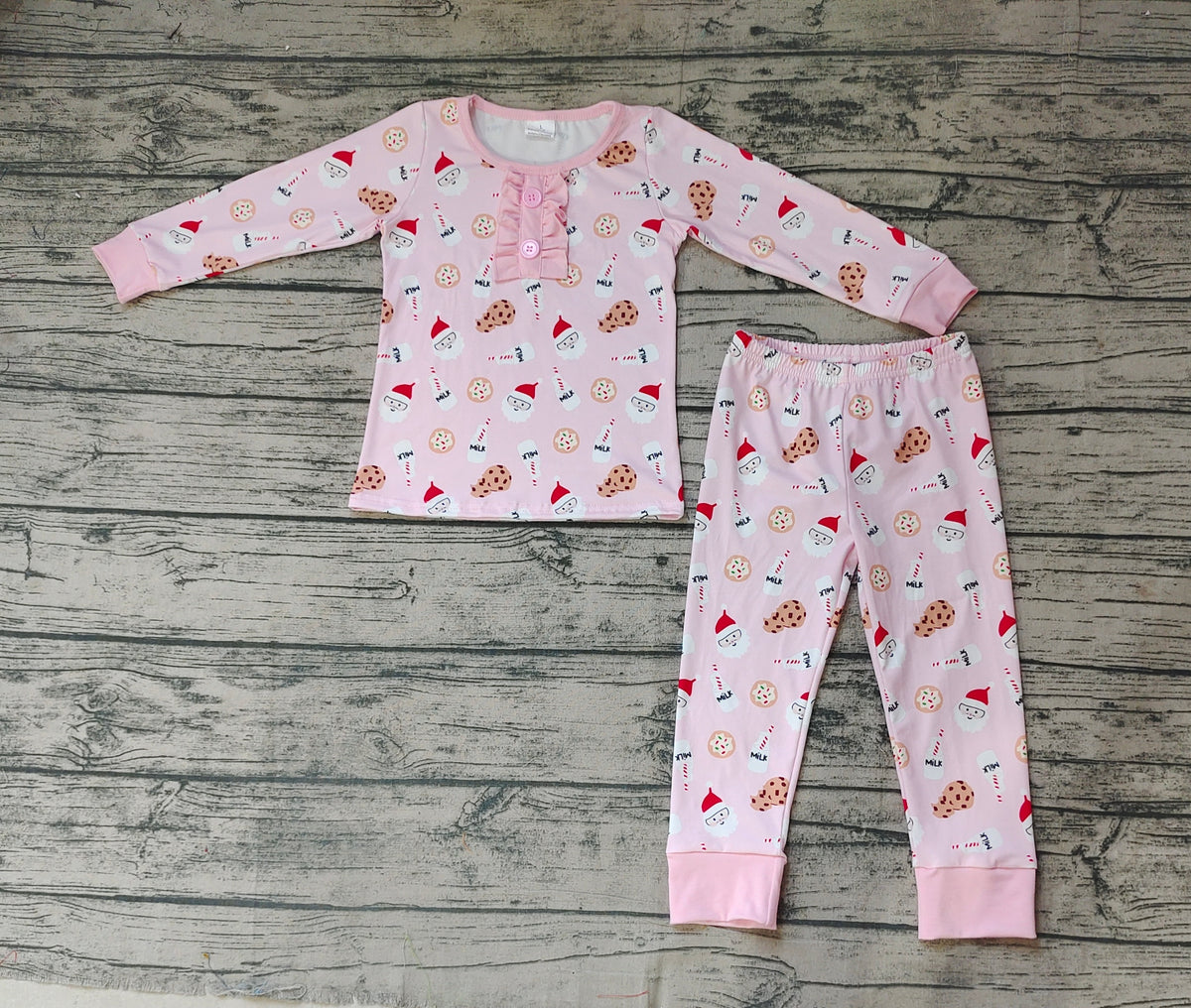 GLP0592 Cookie Santa Milk Girl's Pajamas Set – Amy yu garments wholesale