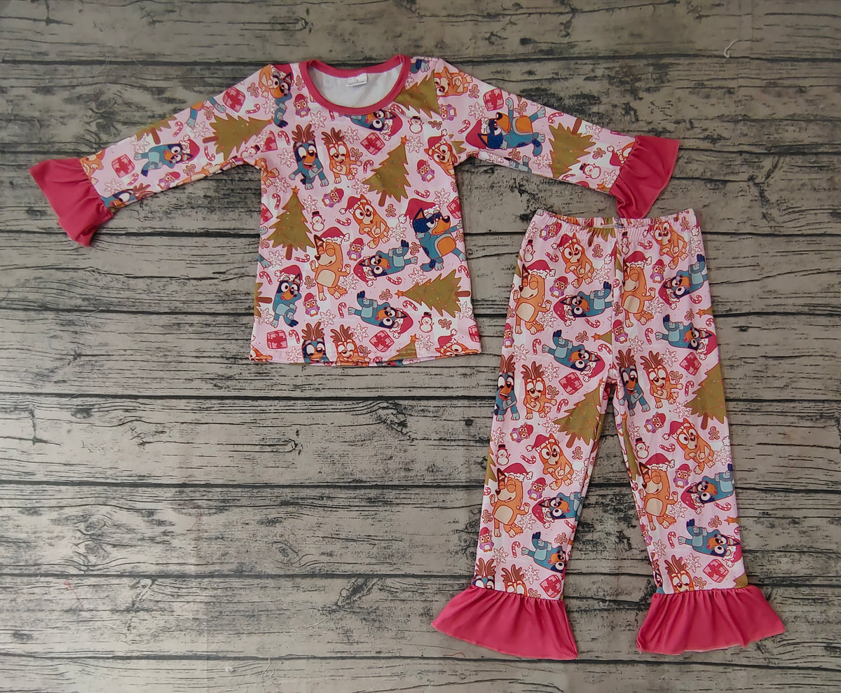 GLP0622 Christmas Cartoon Trees Red Girl's Pajamas Set – Amy yu ...