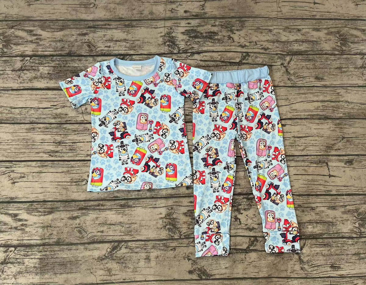 BSPO0249 Cartoon Blue Dog Blue Boy Pajamas Set – Amy yu garments wholesale