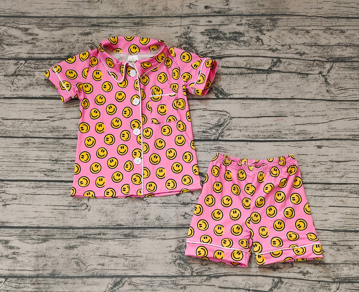 GSSO0380 Smiley face Pink Girl's Shorts Set Pajamas – Amy yu garments ...