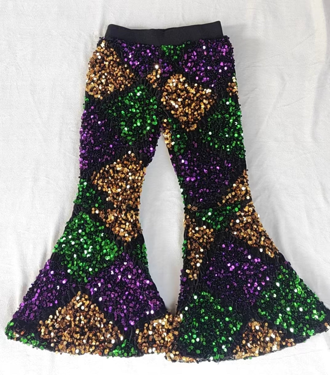 P0359 Boutique Fashion Mardi gras Shiny Sequin Pants – Amy yu garments ...