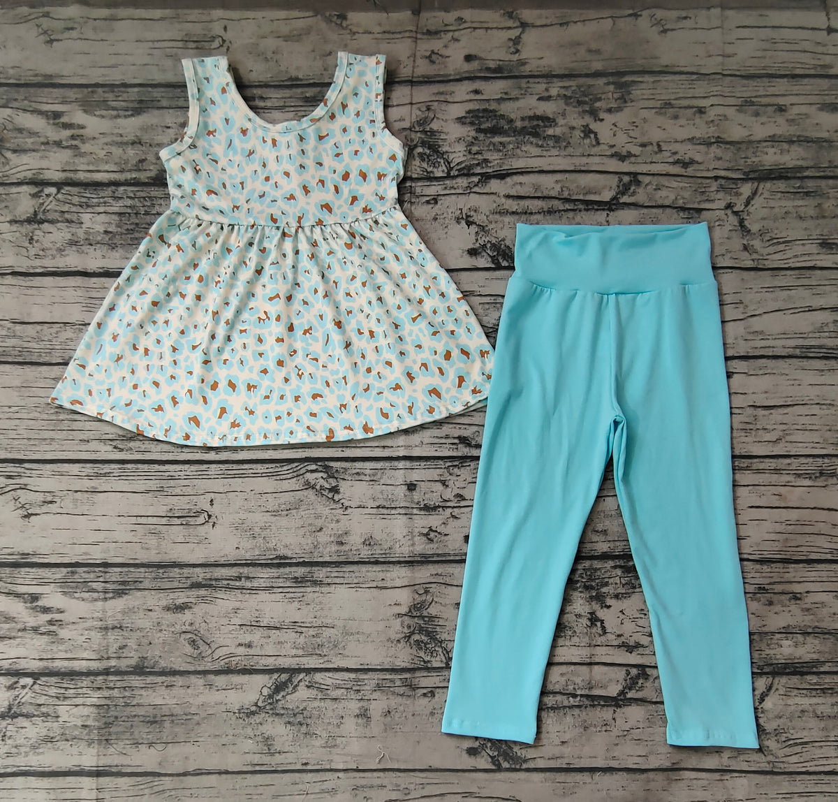 GSPO1177 Leopard Blue Girls Set – Amy yu garments wholesale