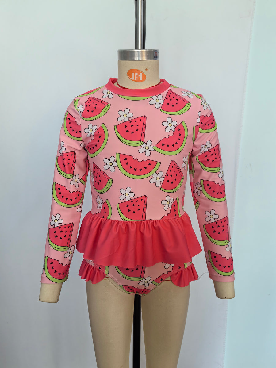 S0264 Watermelon Flower Summer Girls Swimsuit 2 pcs Set – Amy yu ...