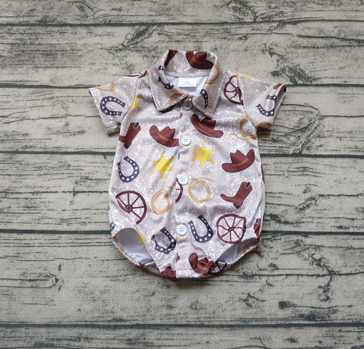 SR0399 Western Hat Boots Brown Baby Boy Romper – Amy yu garments wholesale