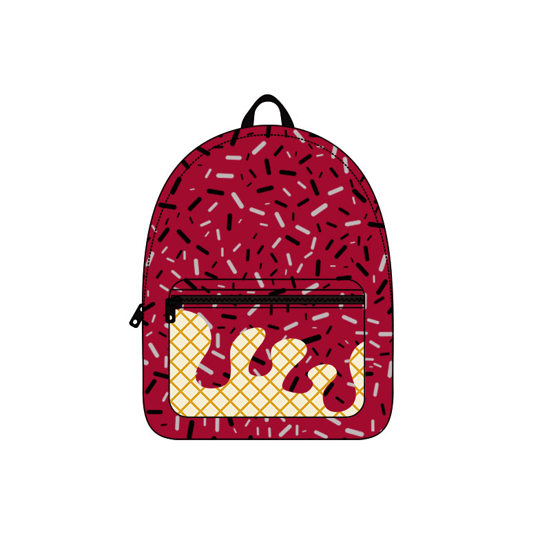 Preorder BA0338 Ice Cream Drip Sprinkles Red Wine Kids Backpack Bag ...