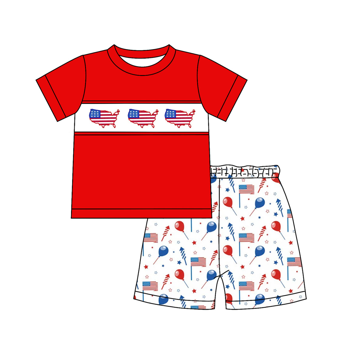 Preorder USA Flag Red Boys Shorts Pajamas Set – Amy yu garments wholesale