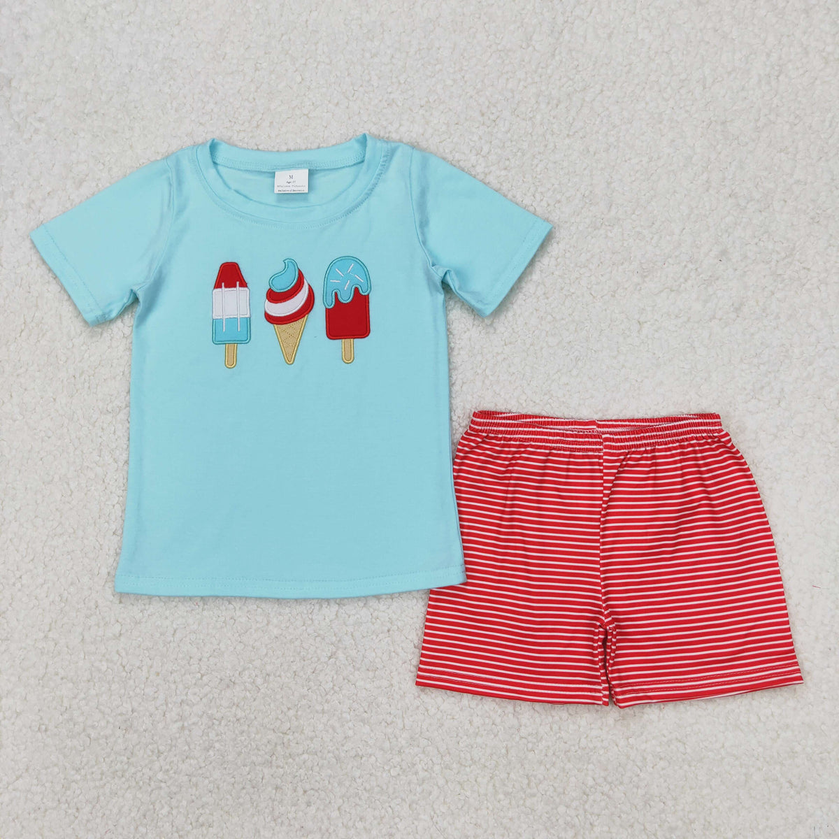 BSSO1269 Embroidery July 4th Popsicle Boys Shorts Set – Amy yu garments ...