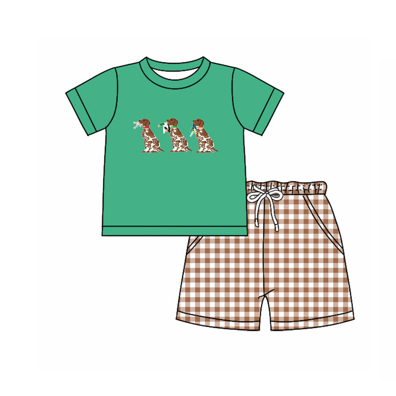 Preorder 11.25 MOQ 5 pcs Mallard Ducks Dog Green Boys Shorts Set – Amy ...