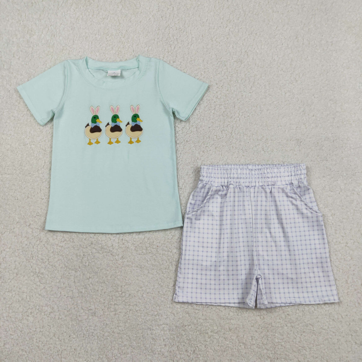 BSSO1719 Embroidery Easter Mallard Ducks Boys Shorts Set – Amy yu ...