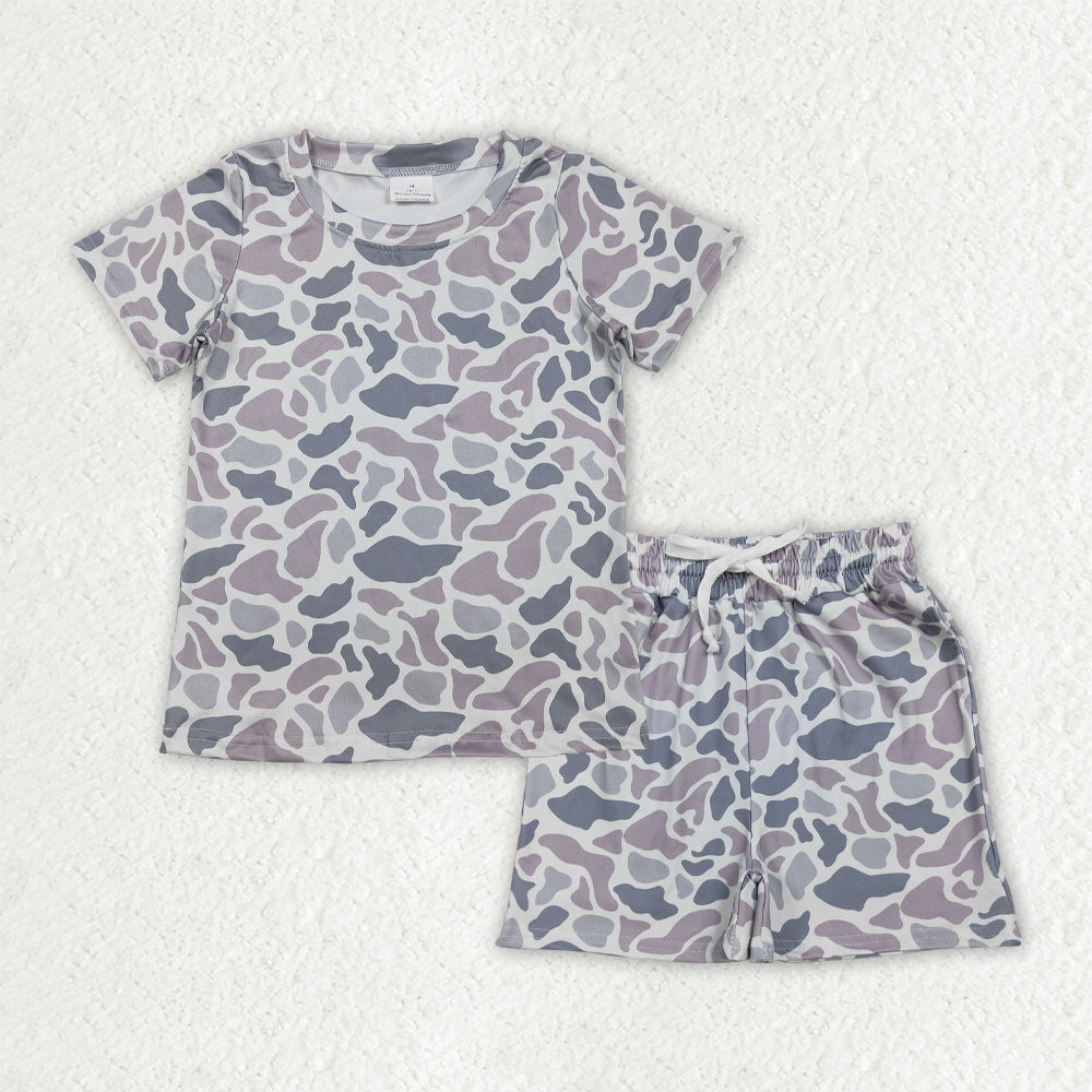 BSSO1908 Hunting Camo Grey Boys Shorts Set – Amy yu garments wholesale