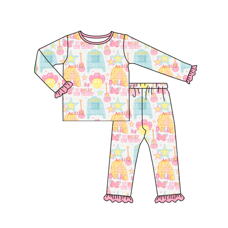 GLP1308 Bamboo Cowgirl Guitar Pink Girls Pajamas Set – Amy yu garments ...