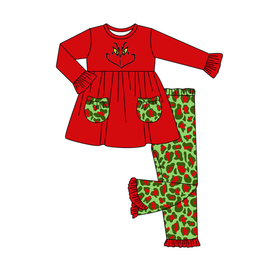 GLP1322 Christmas Green Animal Red Leopard Girls Set – Amy yu garments ...