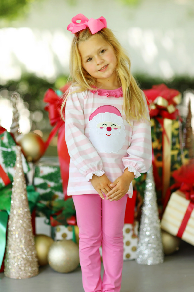 GLP1739 Embroidery Christmas Santa Pink Girls Set – Amy yu garments ...