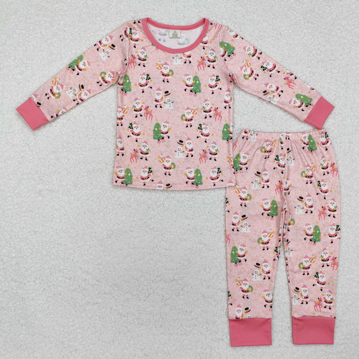 GLP2094 Bamboo Christmas Santa Pink Girls Pajamas Set – Amy yu garments ...