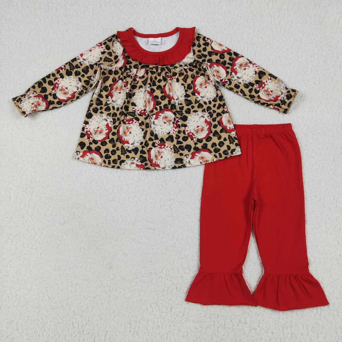 GLP2369 Christmas Santa Leopard Red Girls Set – Amy yu garments wholesale