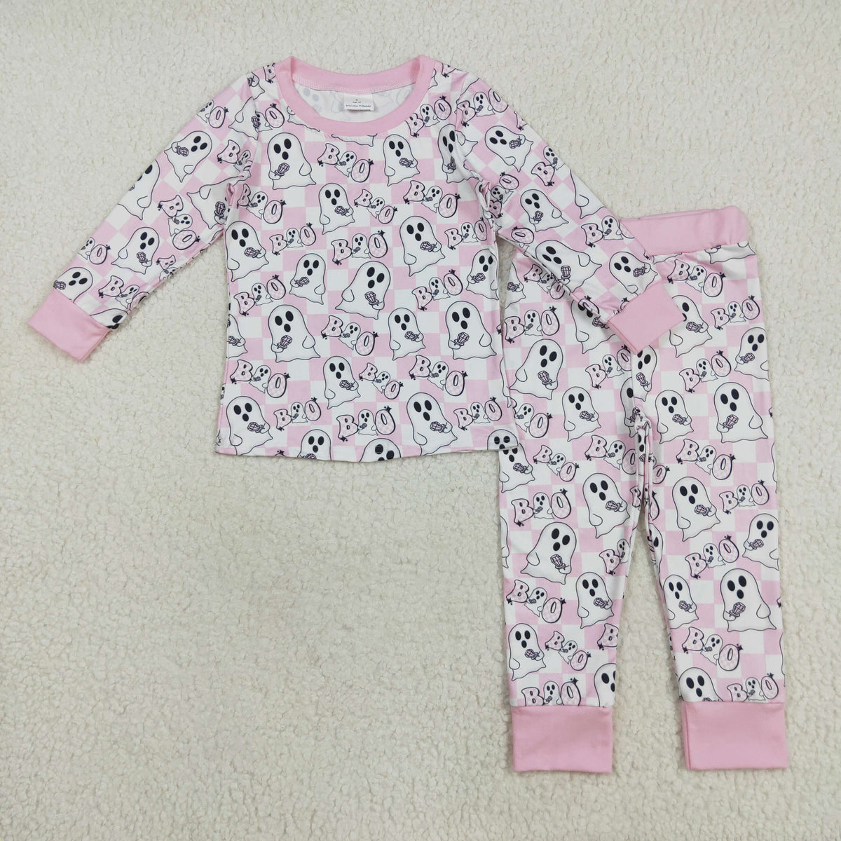 GLP2433 Halloween BOO Ghost Pink Girls Pajamas Set – Amy yu garments ...