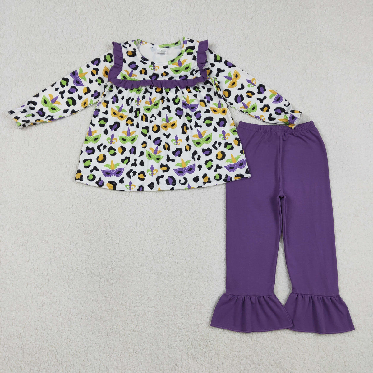 GLP2869 Mardi Gras Leopard Mask Girls Set – Amy yu garments wholesale
