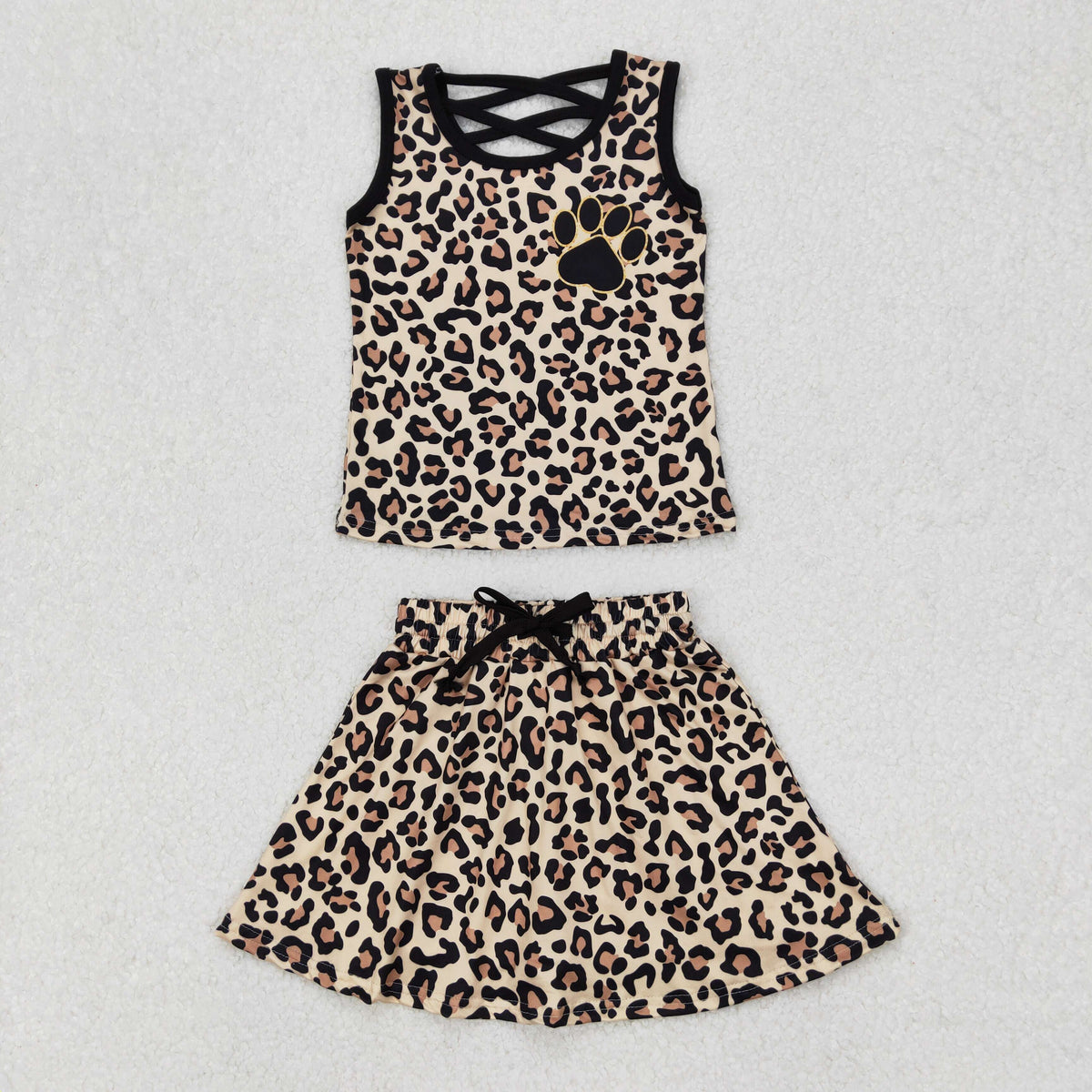 GSD2077 Leopard Dog Footprints Girls Skirt Set – Amy yu garments wholesale