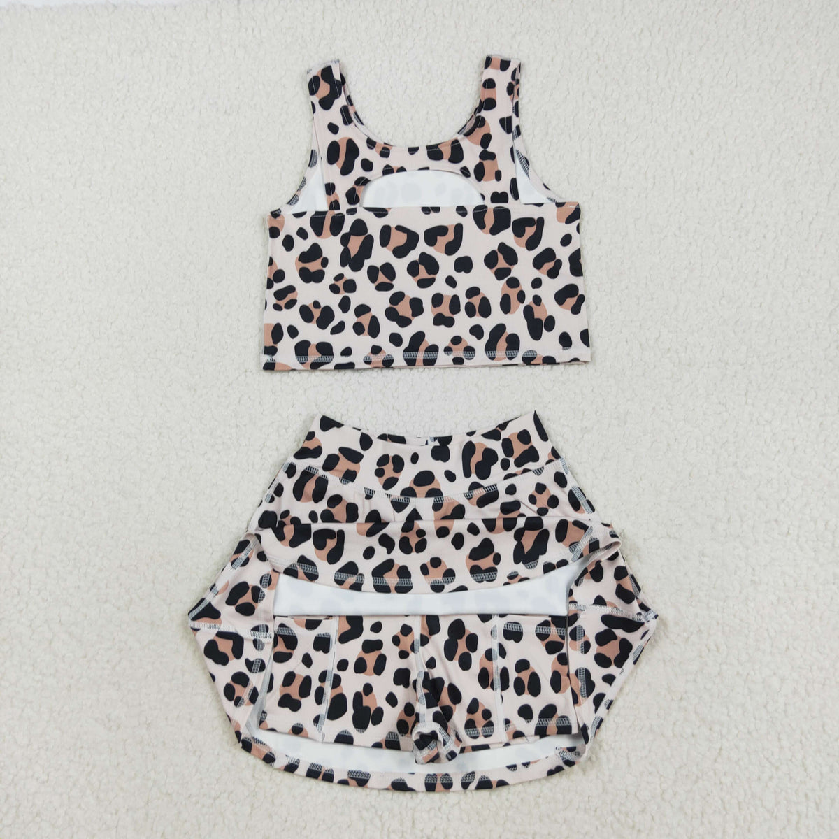GSD2327 Fashion Leopard Yoga Girls Skorts Set – Amy yu garments wholesale