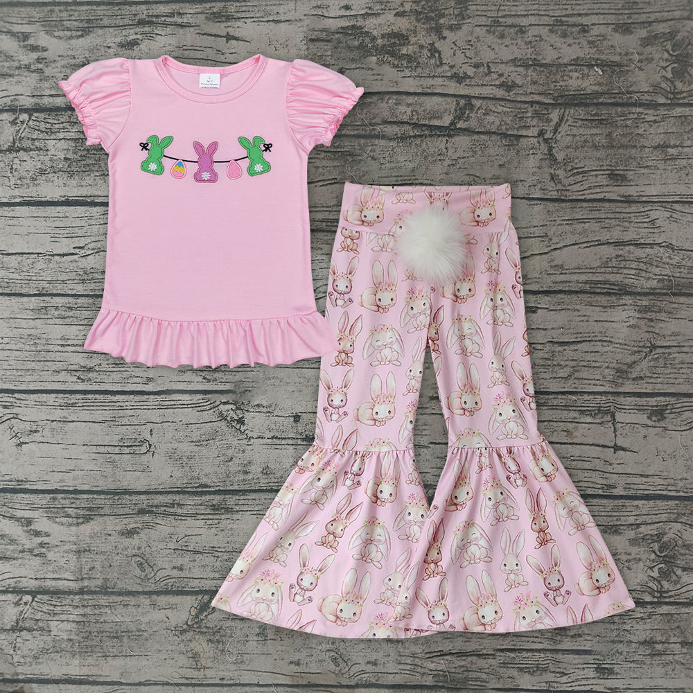 GSPO1346 Embroidery Easter Bunny Egg Rabbit Girls Set – Amy yu garments ...