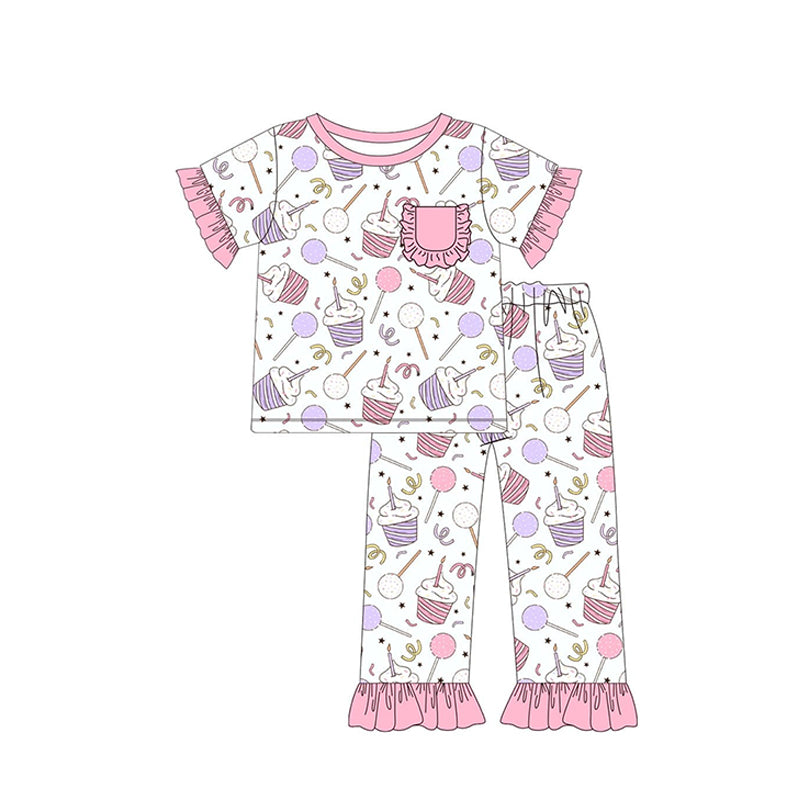 GSPO1575 Happy Birthday Cake Girls Pajamas Set – Amy yu garments wholesale