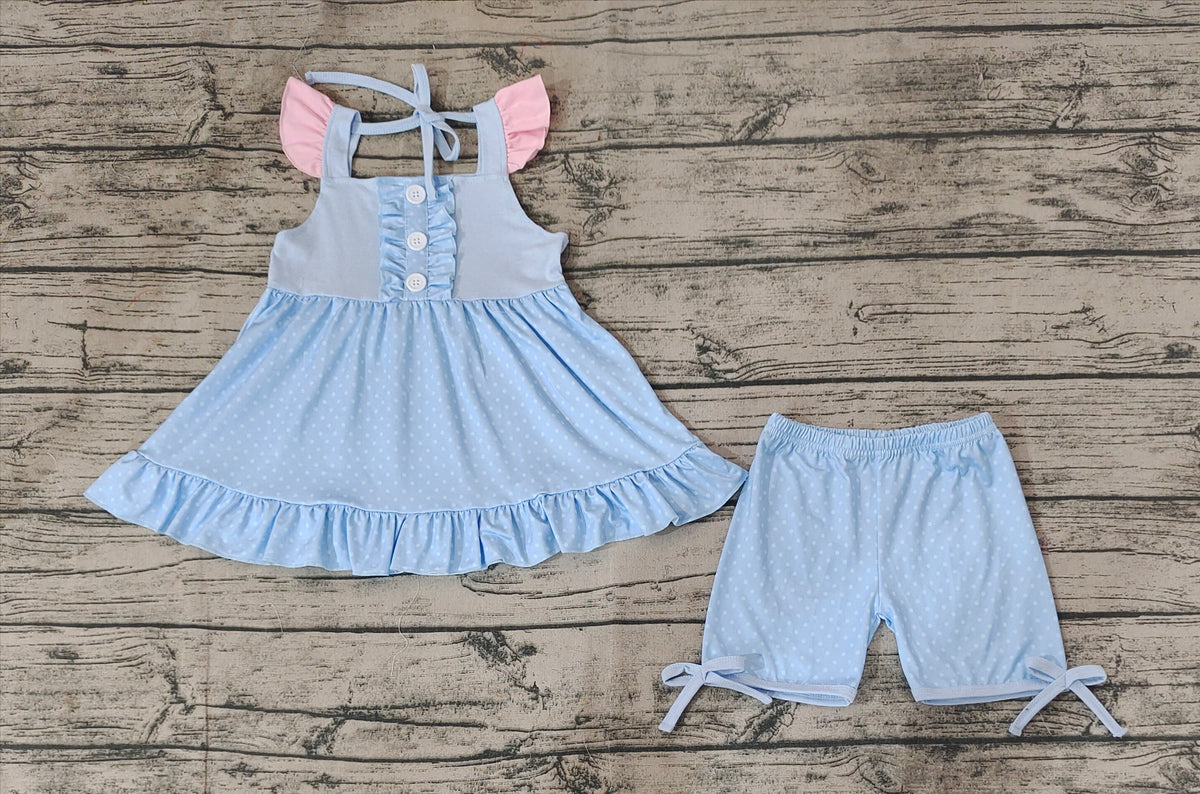 GSSO0973 Princess Sky Blue Girls Shorts Set – Amy yu garments wholesale