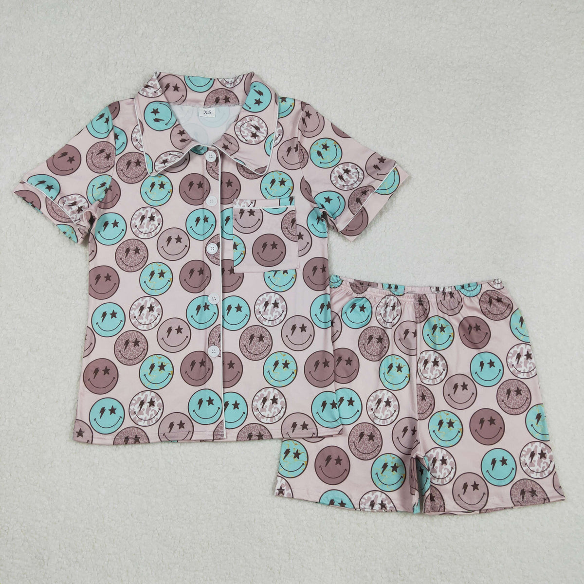 GSSO1546 Smiley Face Buttons Adult Women Pajamas Set – Amy yu garments ...