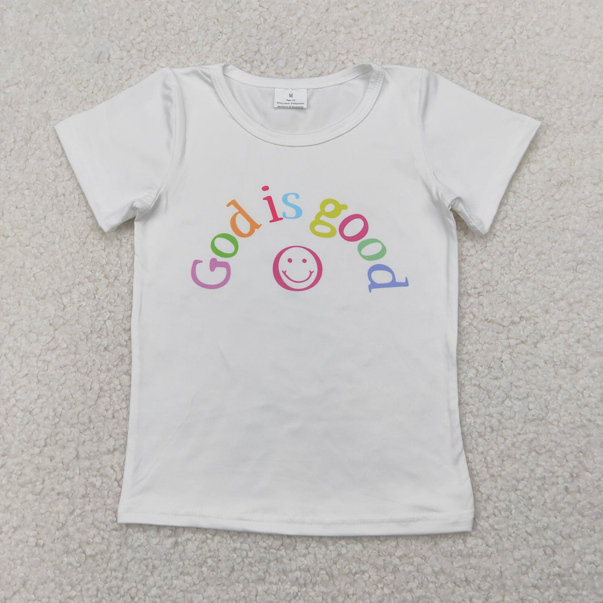 GT0958 God is good Smiley Face Kids Girls Shirt Top – Amy yu garments ...