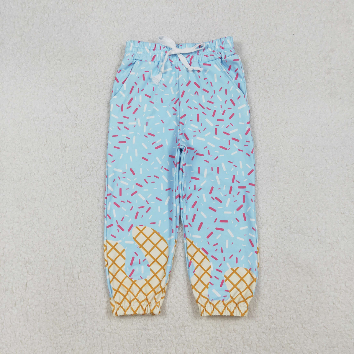 P0814 Ice Cream Drip Sprinkles Blue Kids Jogger Pants – Amy yu garments ...