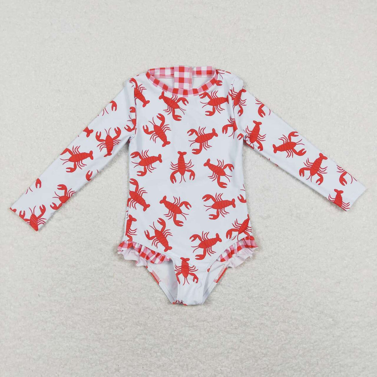 S0220 Summer Crawfish Red Girls Swimsuit Onesie – Amy yu garments wholesale