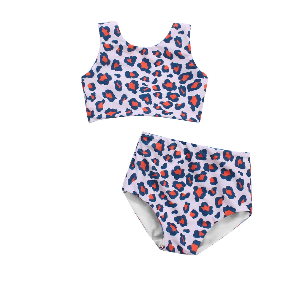 Preorder 02.07 S0229 Summer Red Leopard Print Girls Swimsuit 2 pcs Set ...
