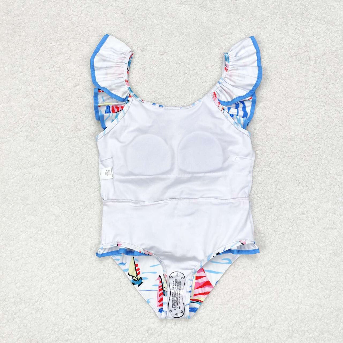 S0277 Sailboat Blue Summer Girls Swimsuit Onesie – Amy yu garments ...