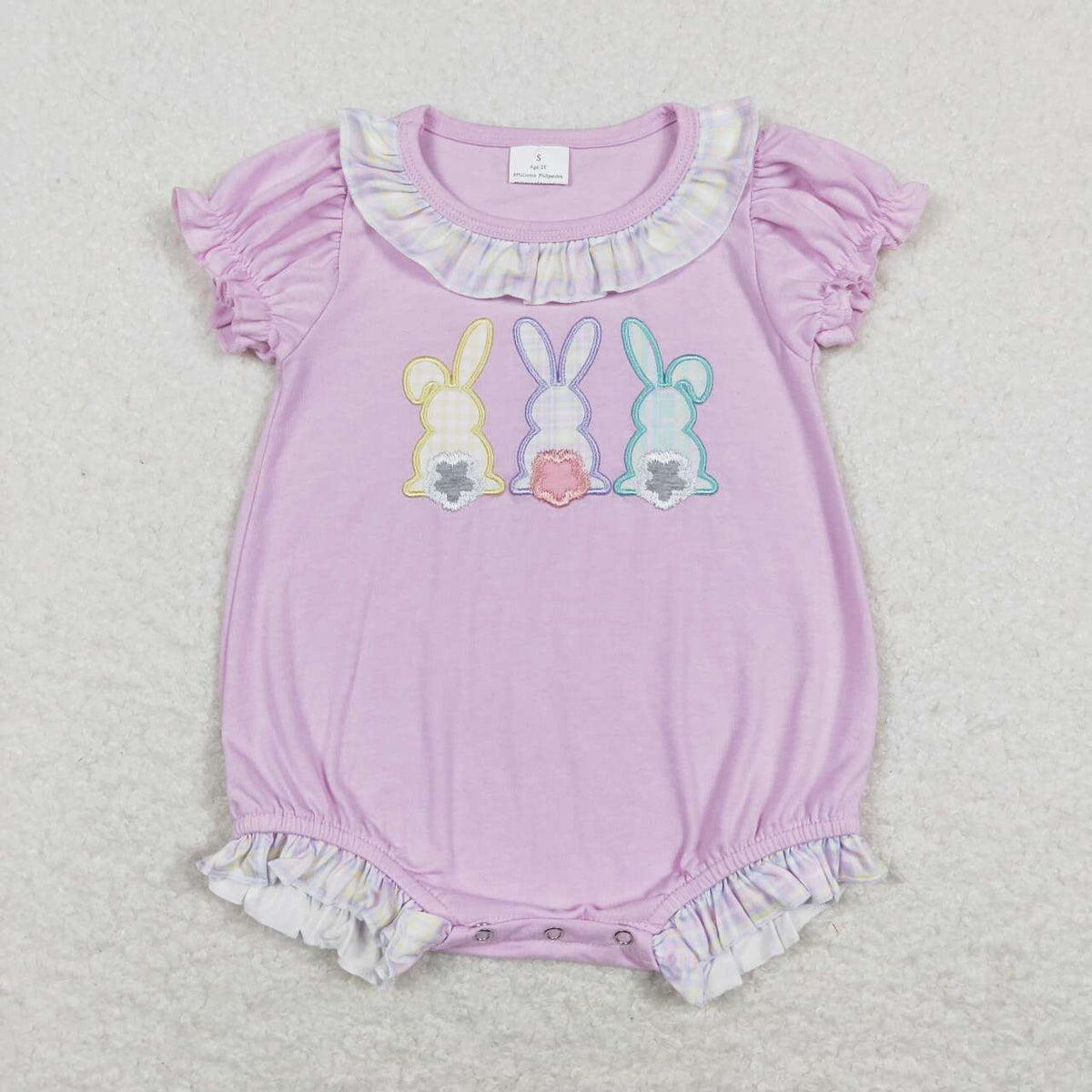 SR0499 Embroidery Easter Bunny Purple Baby Romper Girl – Amy yu ...