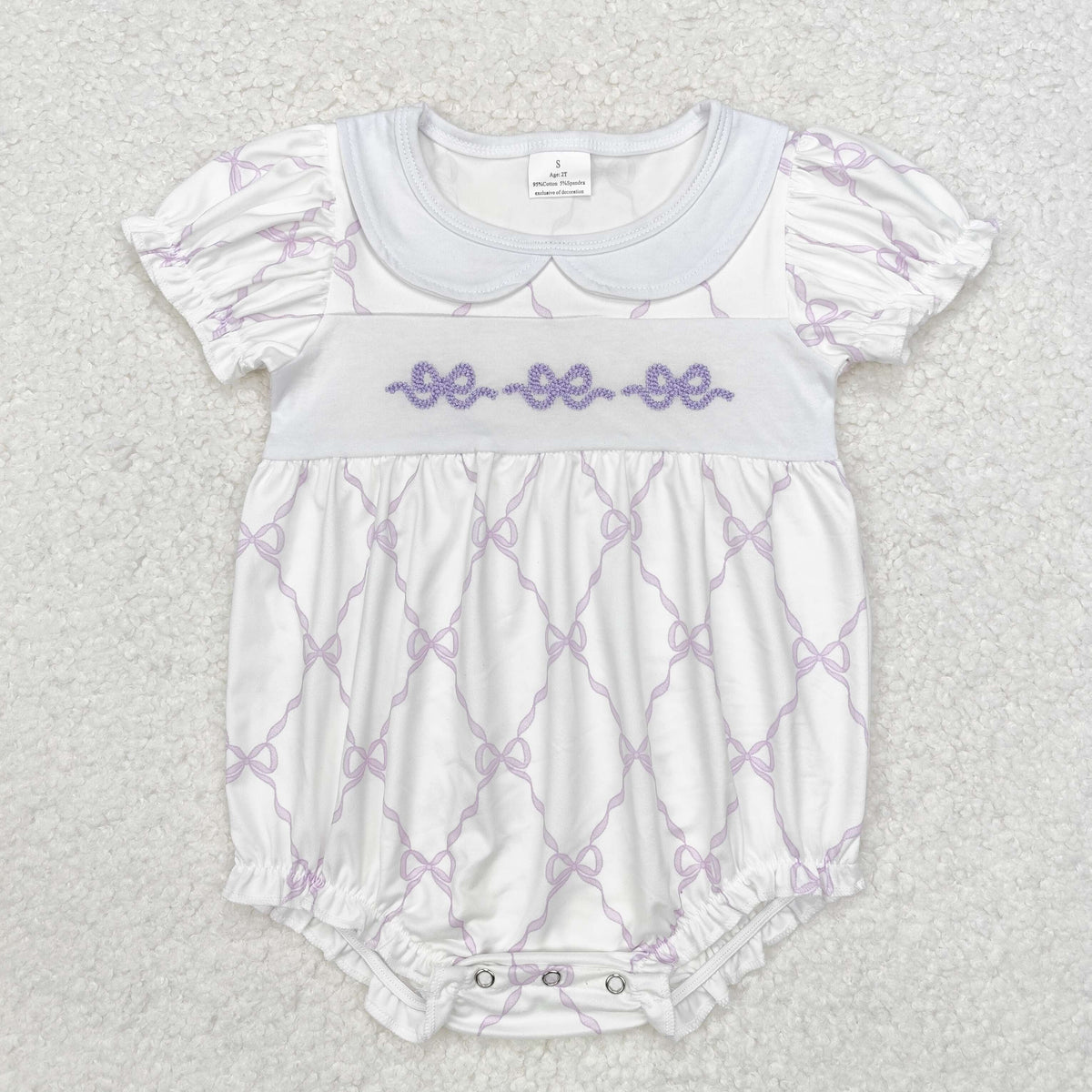 SR1968 Embroidery Coquette Bows Purple Baby Girl Bubble Romper – Amy yu ...