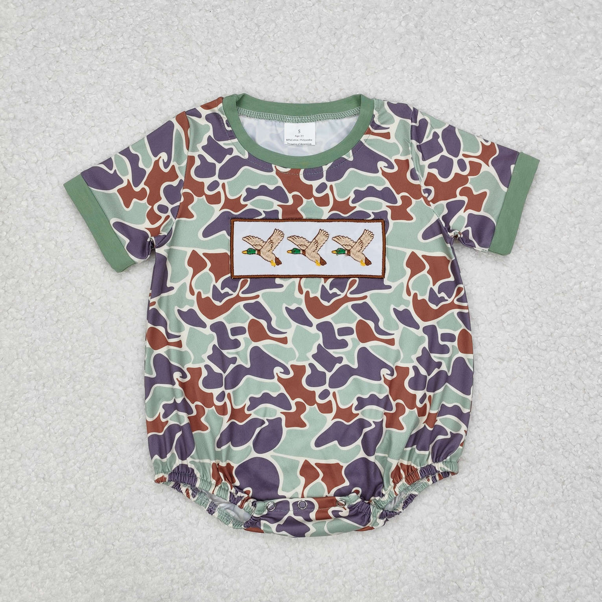 US Warehouse SR2011 Embroidery Mallard Ducks Camo Baby Boy Bubble Romp ...