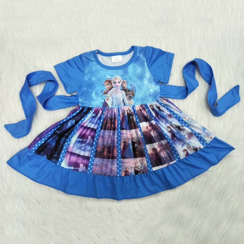 Boutique Blue Cartoon Princess Girl's Twirl Dress – Amy yu garments ...