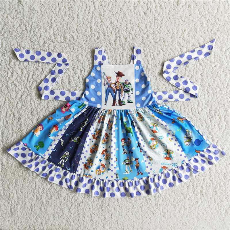 Boutique Cartoons Blue Twirl Girl's Dress – Amy yu garments wholesale