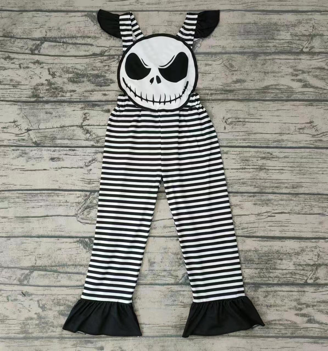 Halloween Black Stripe Skull Girl's Overalls – Amy yu garments wholesale