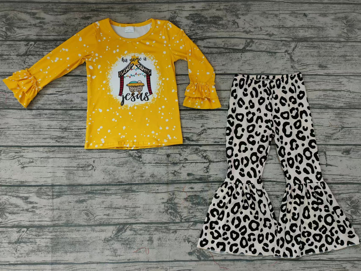 SALE GLP0274 His name is Jesus Yellow Leopard Girl's Set – Amy yu ...