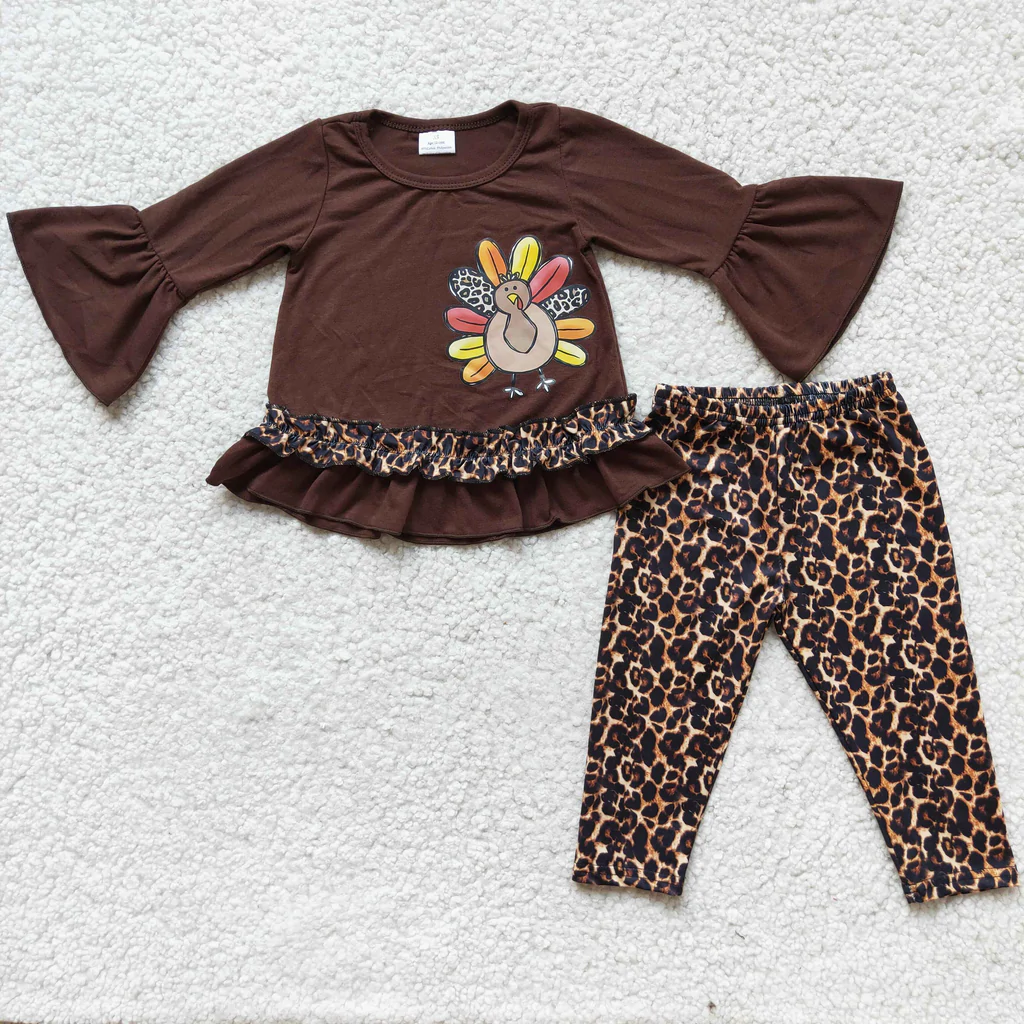 Thanksgiving Turkey Vinyl print Brown Girl's Matching Clothes – Amy yu ...
