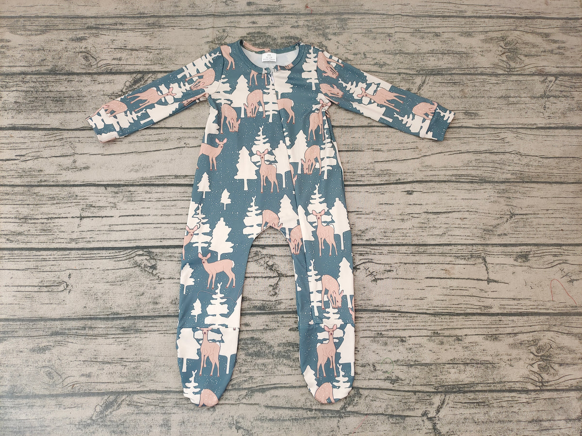 Green Deer Trees Zipper Cute Baby Girl's Boy's Romper – Amy yu garments ...