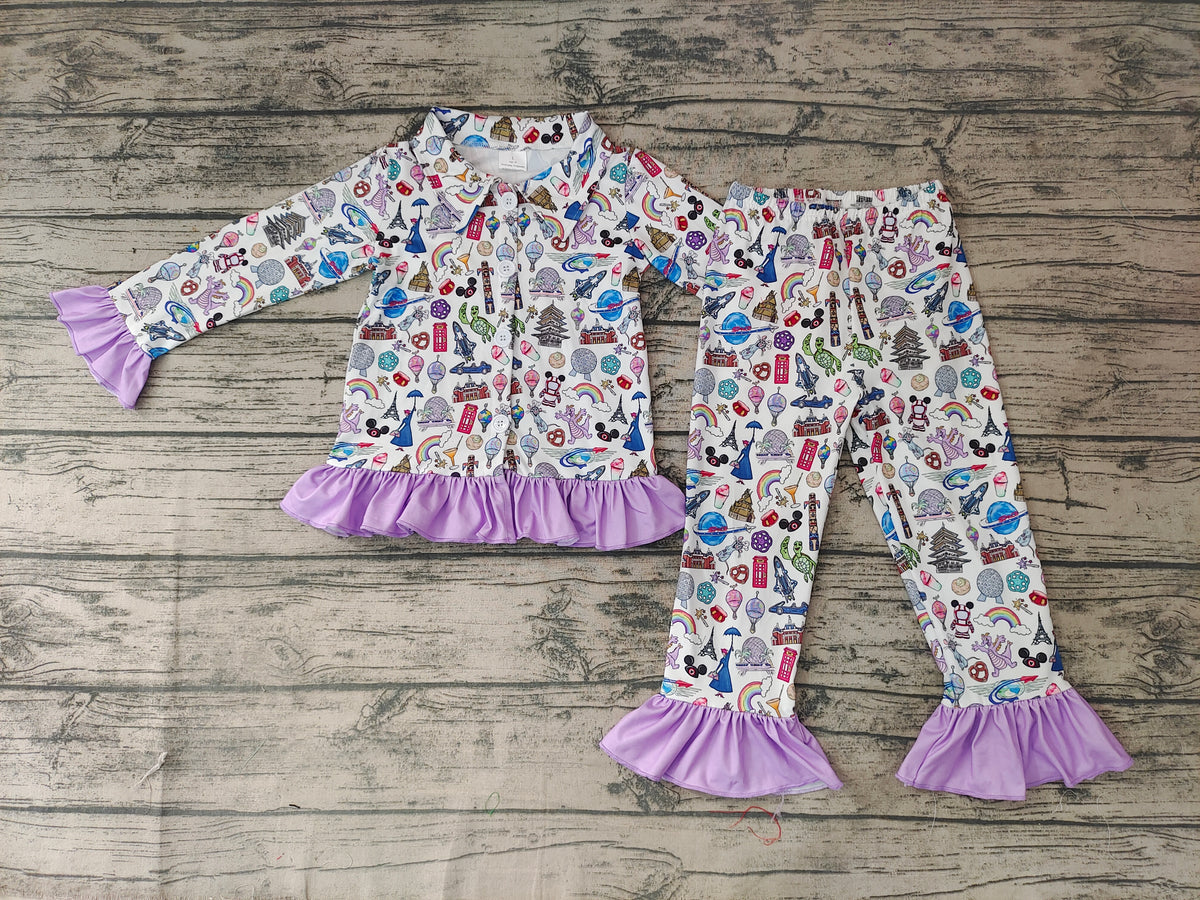 Cartoon Castle Purple Girl's Set Pajamas – Amy yu garments wholesale