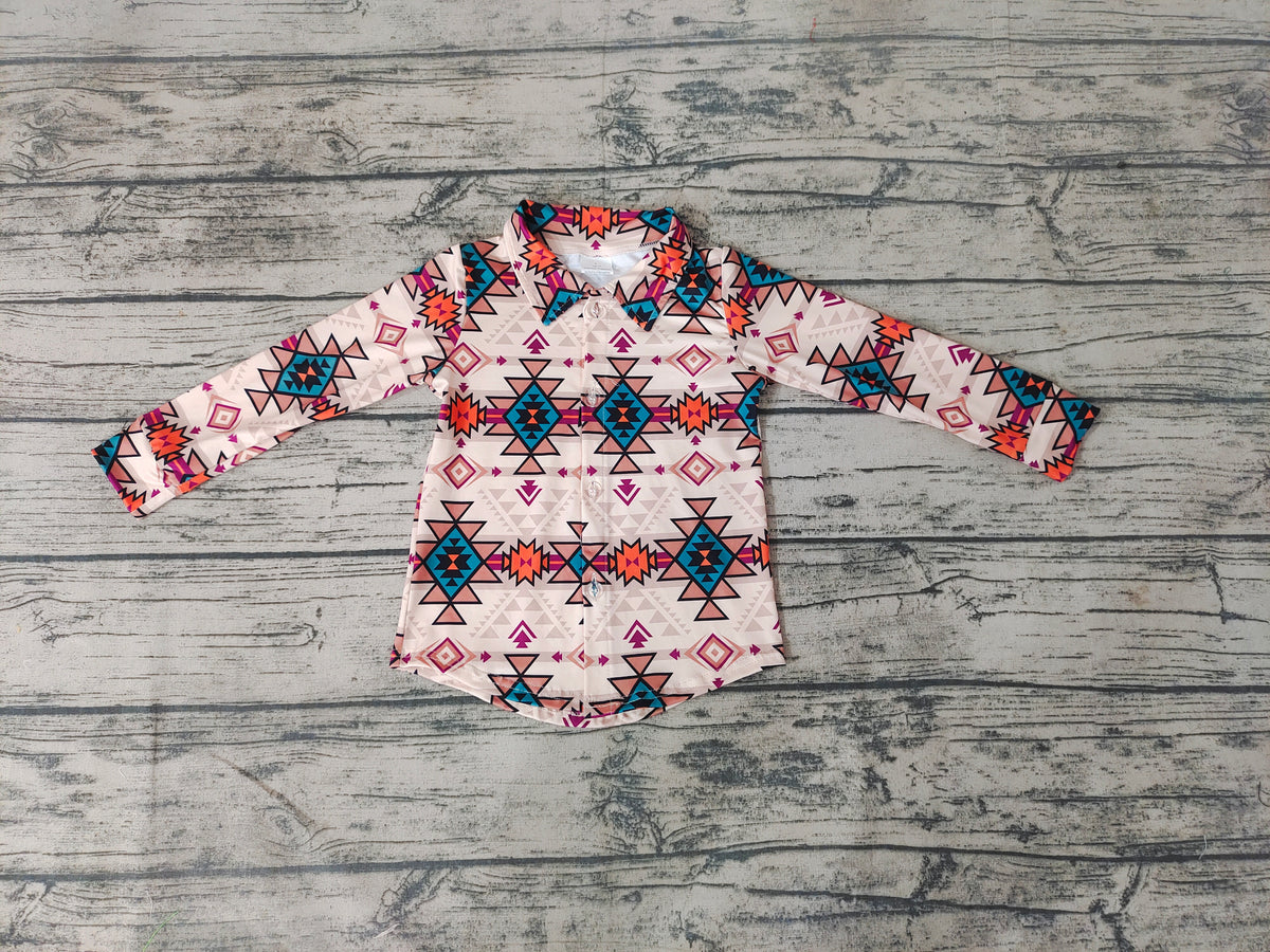 Western Print Khaki Buttons Boy's Shirt – Amy yu garments wholesale