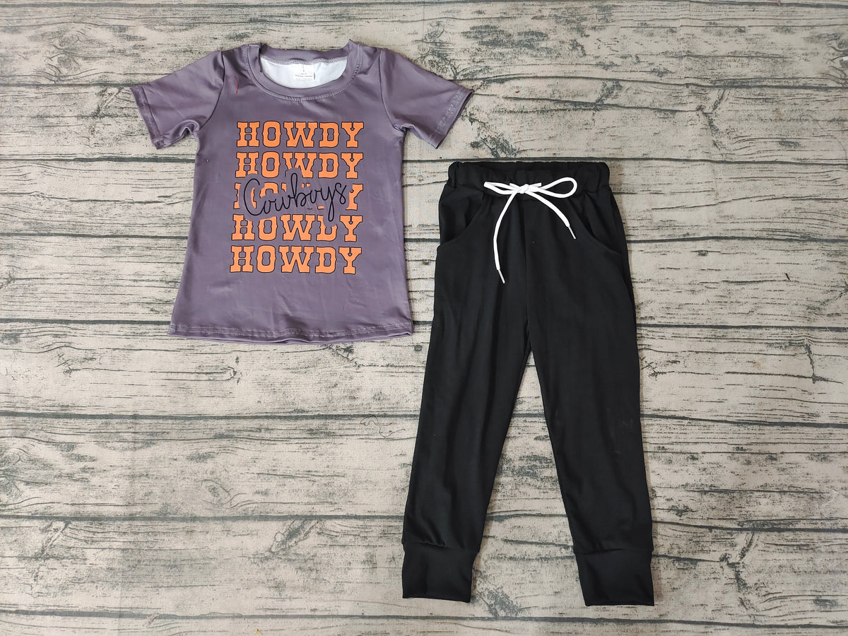 HOWDY Letters Cowboys Grey Black Boy's Set – Amy yu garments wholesale