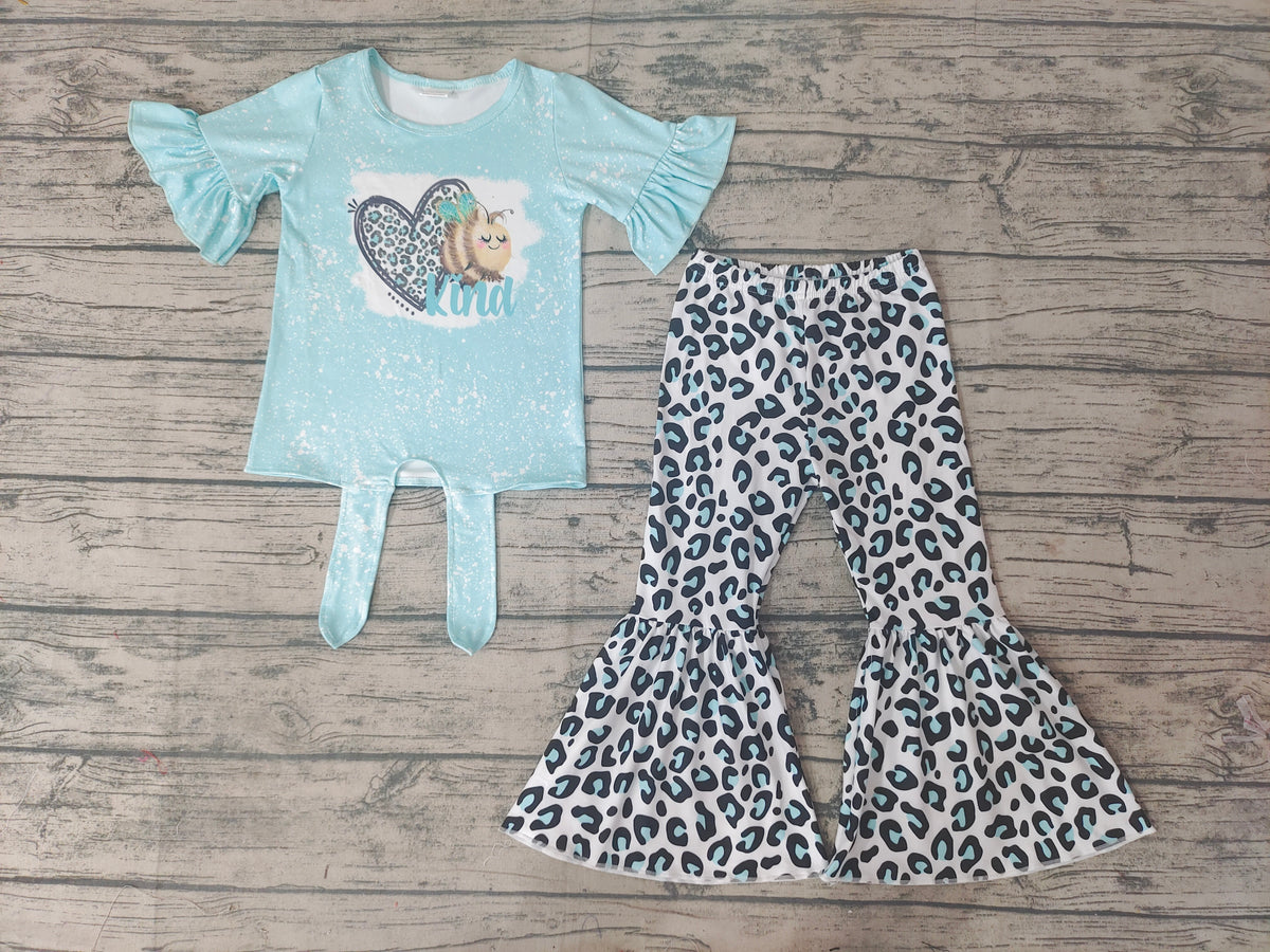 Kind Bee Sky Blue Leopard Girl's Set – Amy yu garments wholesale