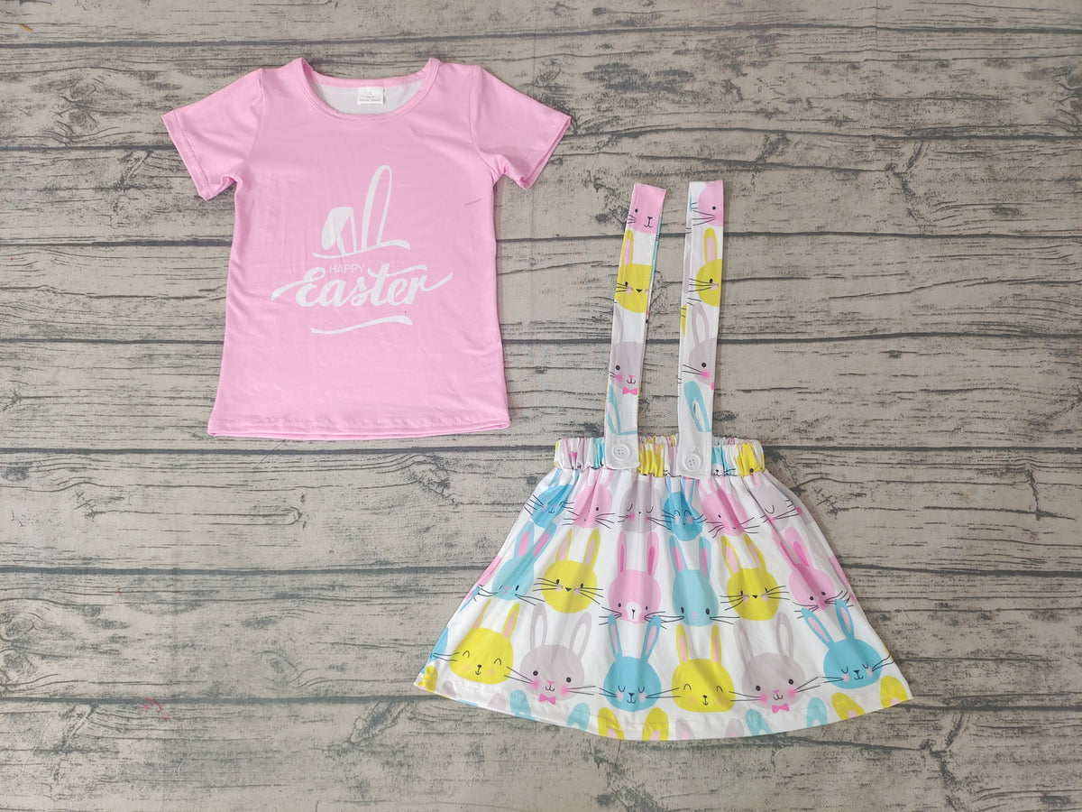 GSD0236 Easter Bunny Pink Skirt Girl's Overalls – Amy yu garments wholesale