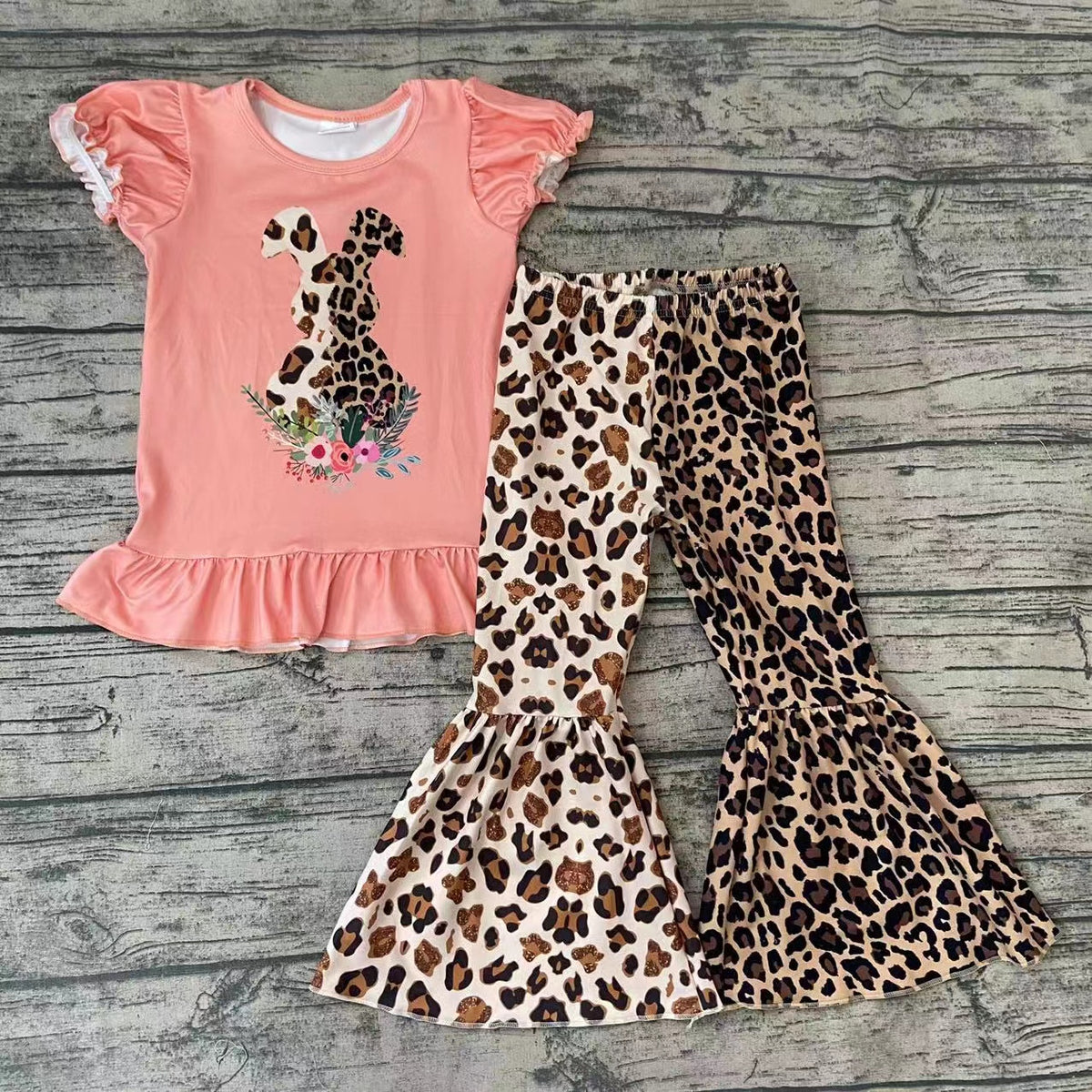 GSPO0261 Easter Rabbit Leopard Flower Cute Girl's Set – Amy yu garments ...